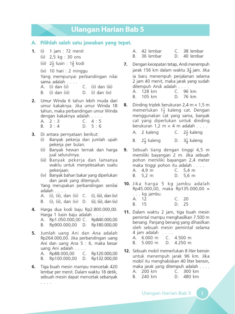 Ulangan Harian Matematika Kelas VII | PDF