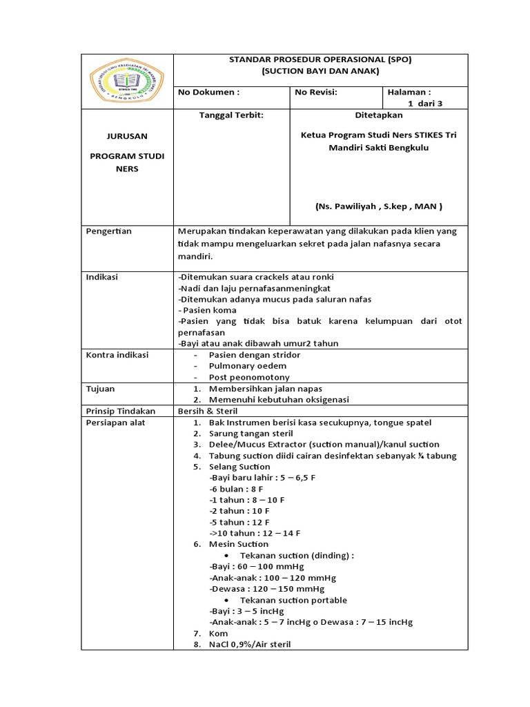 Prosedur Suction pada Bayi dan Anak | PDF