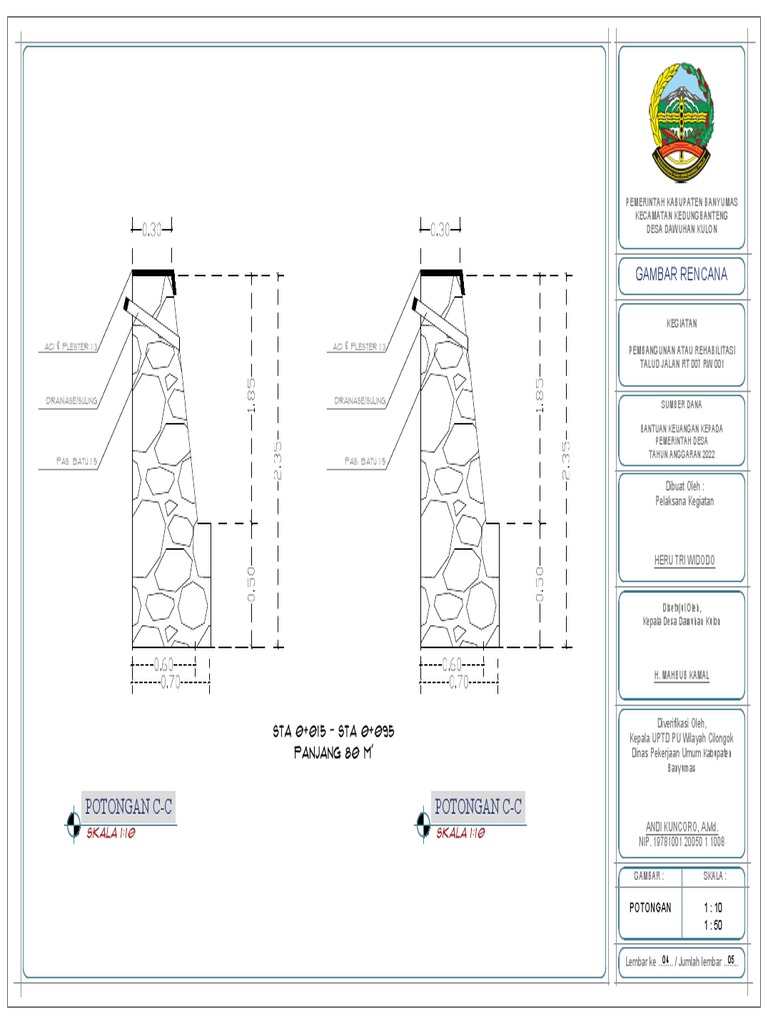 Rencana Desain Talud Jalan RT 007 | PDF