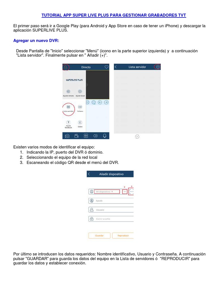 Tutorial App Super Live Plus Para Gestionar Grabadores Tvt | PDF