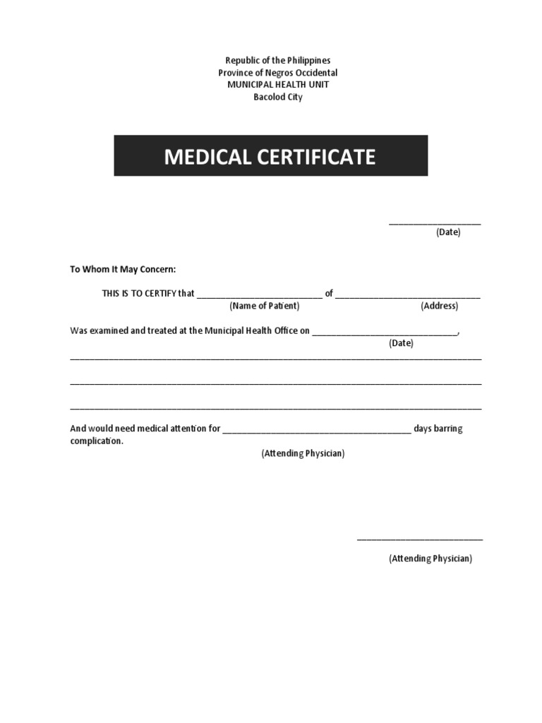 Medical Certificate Template for Patients | PDF