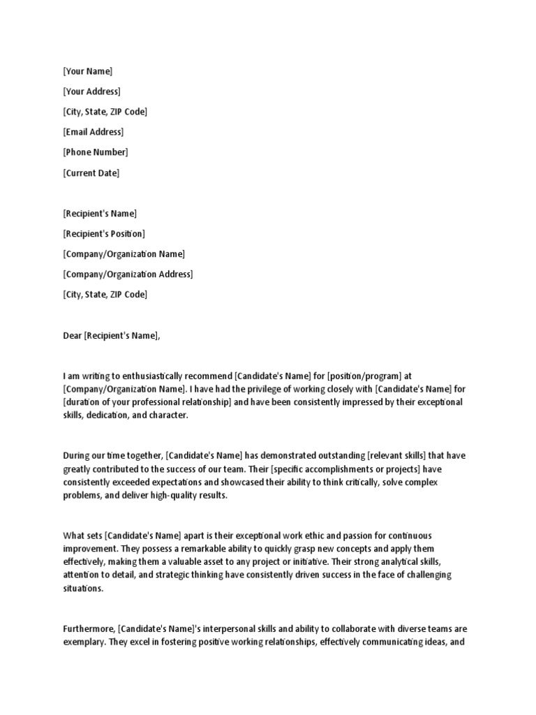 Sample Recommendation Letter | PDF