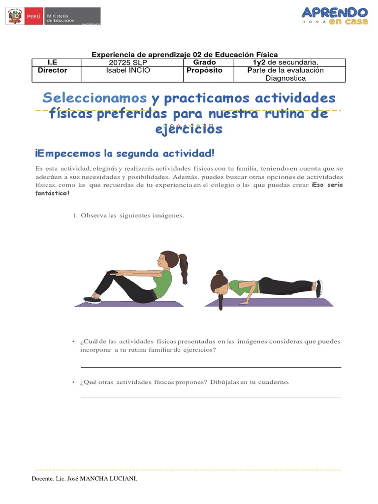 Experiencia De Aprendizaje 02 1 Y 2 Grado 2021 Pdf