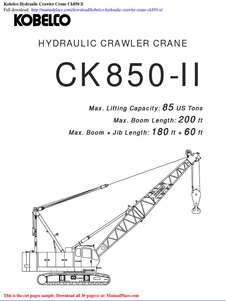 Kobelco Hydraulic Crawler Crane Ck850 II | PDF | Crane (Machine) | Vehicles