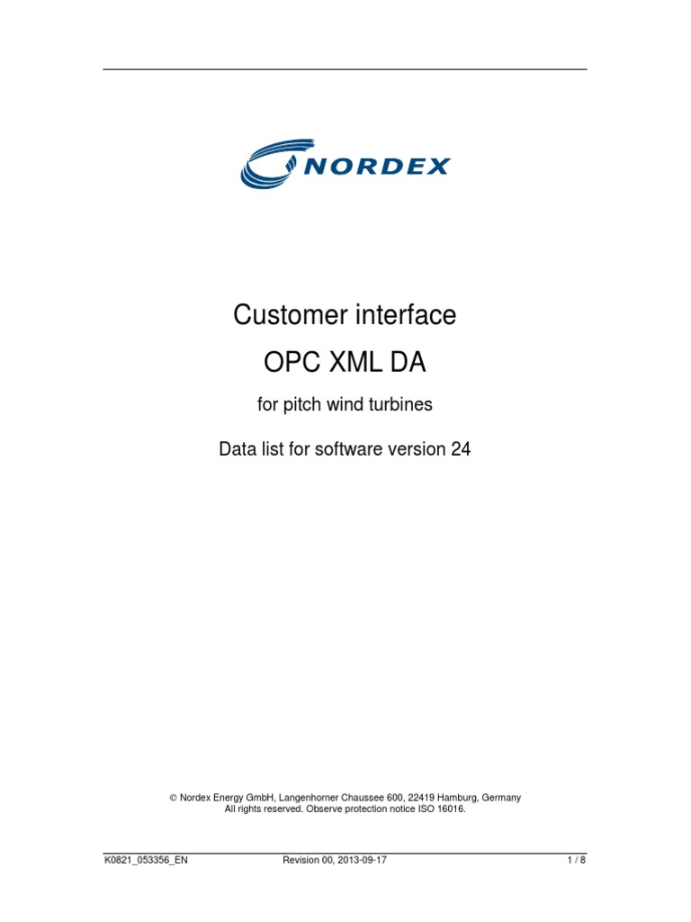 16 Customer Interface OPC XML DA Rev.24 | PDF | Wind Turbine | Electrical Grid
