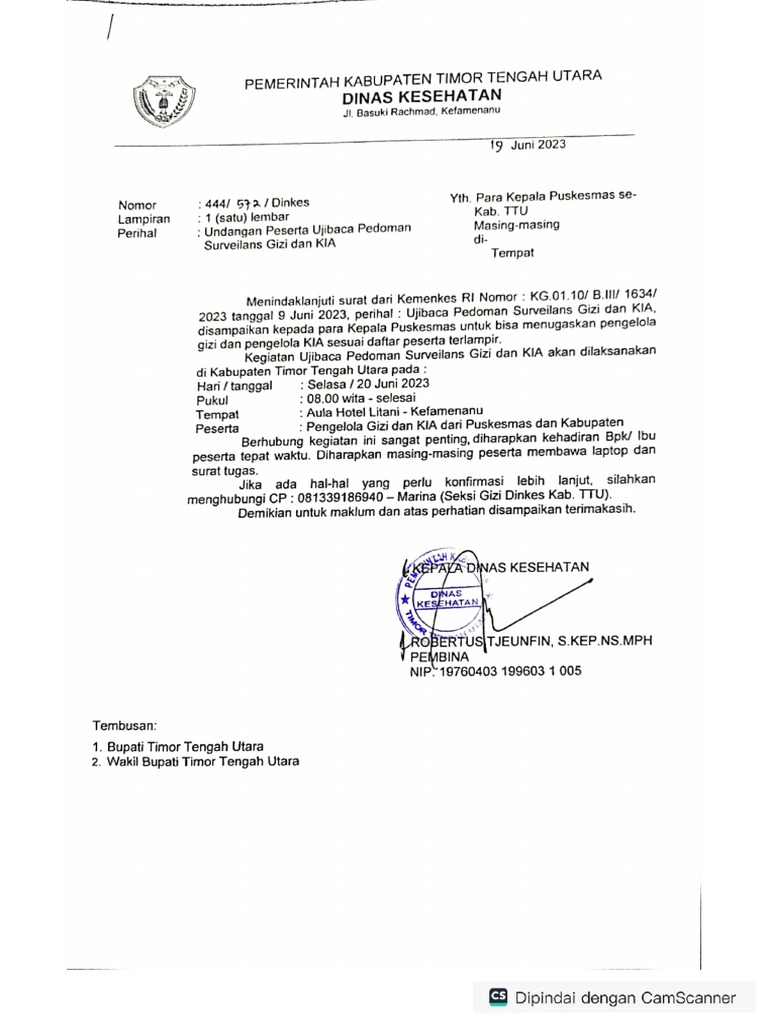 Surat pertemuan Surveilans Gizi dan KIA | PDF