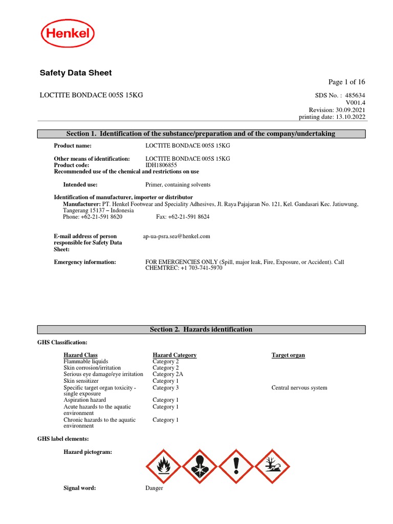 Msds 005s Henkel | PDF