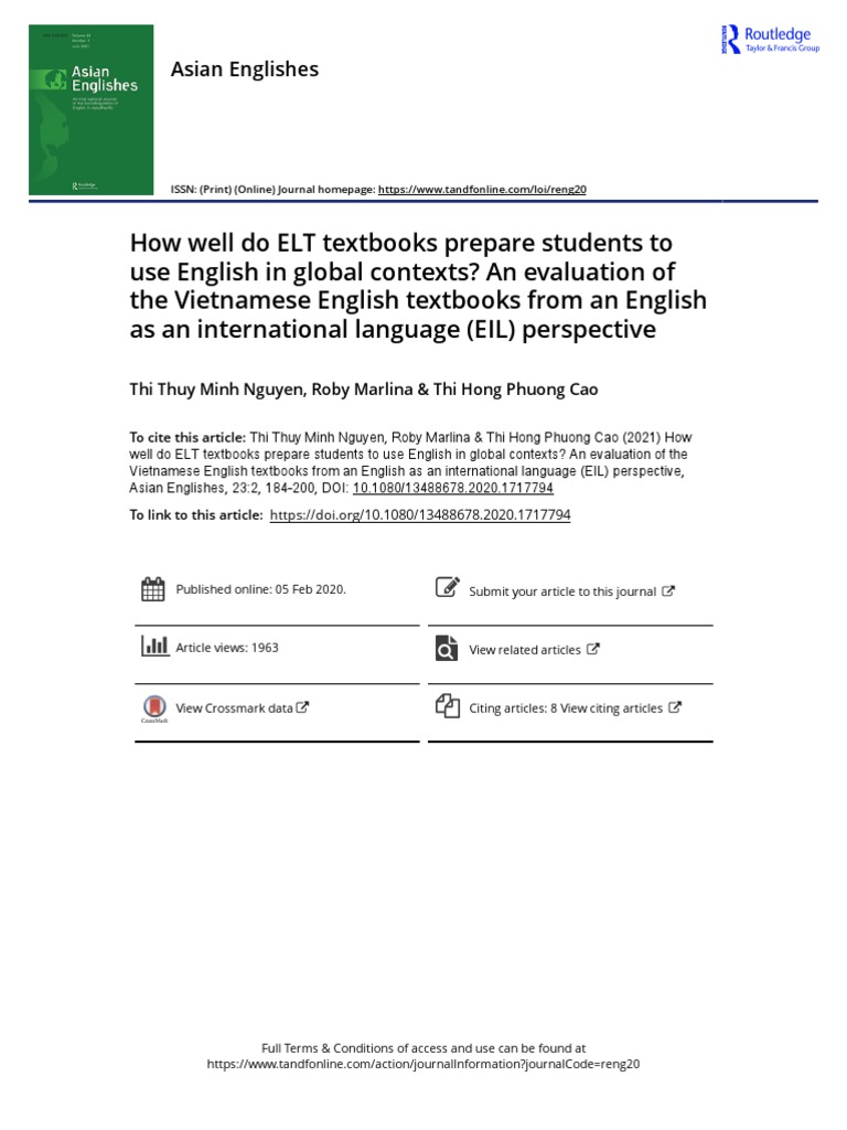 2021 How Well Do ELT Textbooks Prepare Students To Use English in ...