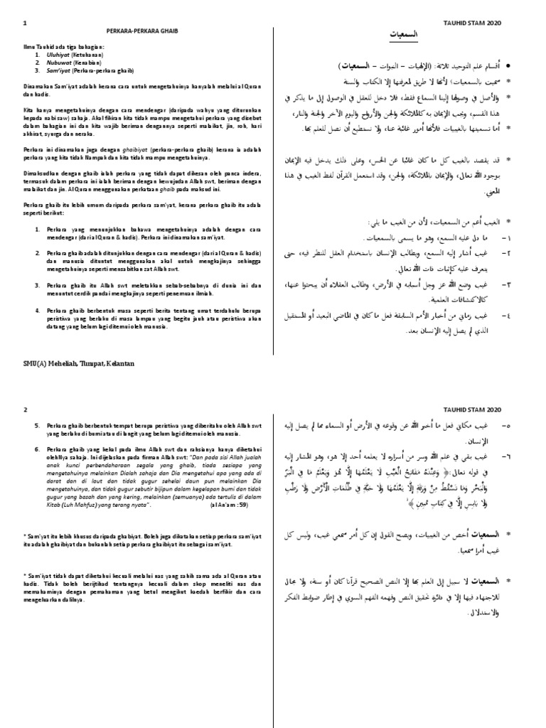 Terjemah - Sam - Iyyat STAM Tauhid | PDF