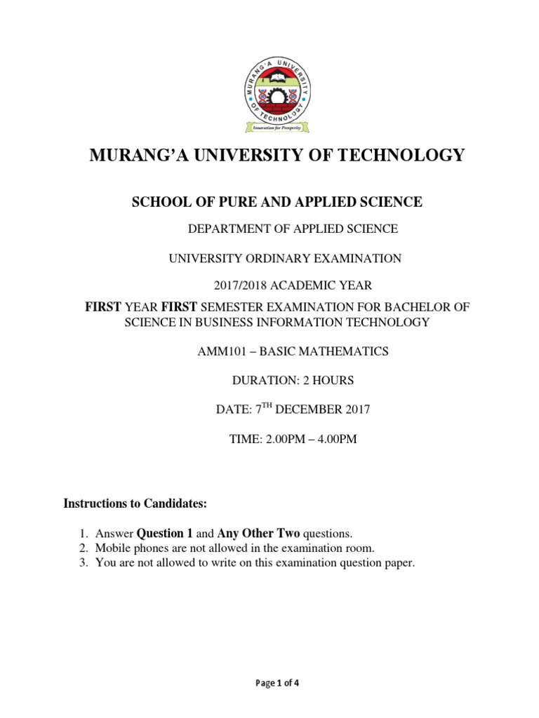 Amm 101 - Basic Mathematics | PDF | Teaching Methods & Materials