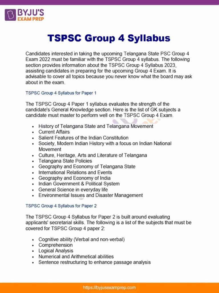 TSPSC Group 4 Syllabus PDF 91 | PDF