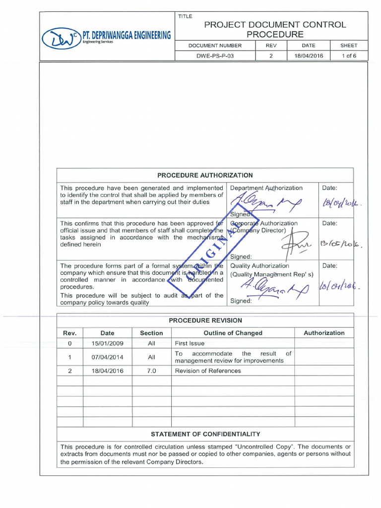 8.2.4. Project Document Control Procedure | PDF