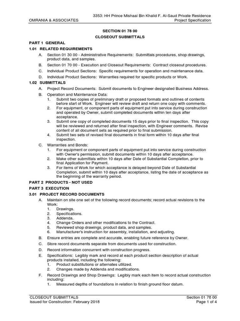 Construction Closeout Guide | PDF | Specification (Technical Standard)