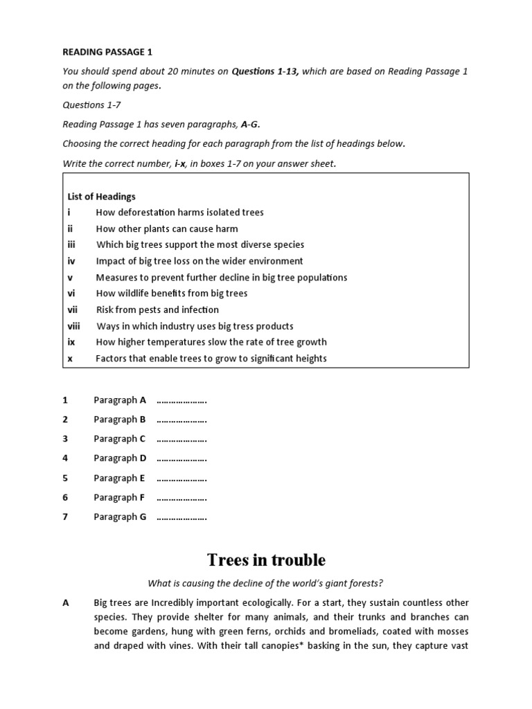 Ielts Reading Test Paper | PDF | Trees | South Pole