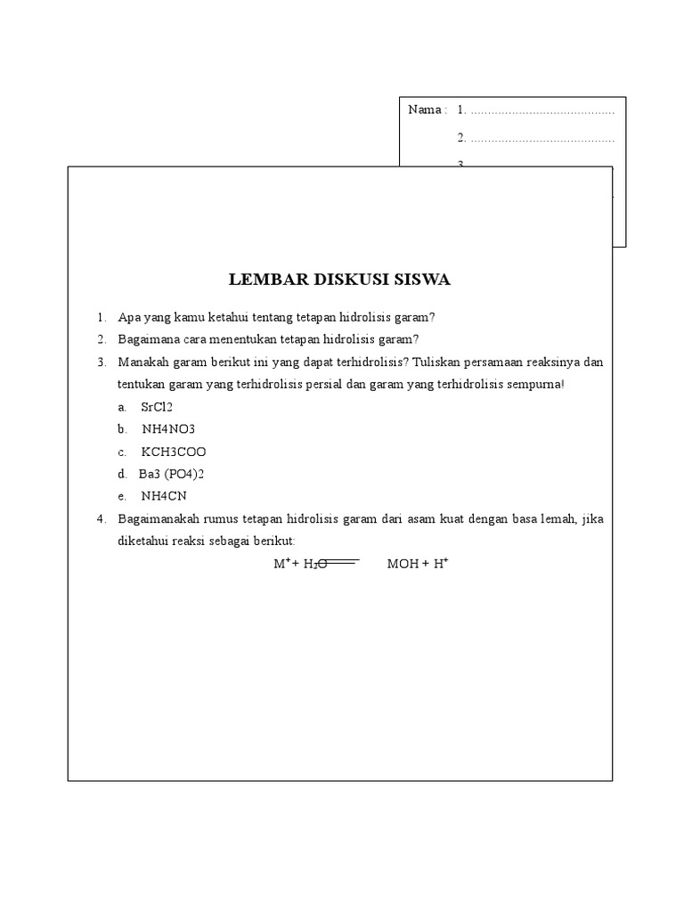 Lembar Diskusi Siswa | PDF | Kajian Bahasa Asing | Griya & Taman