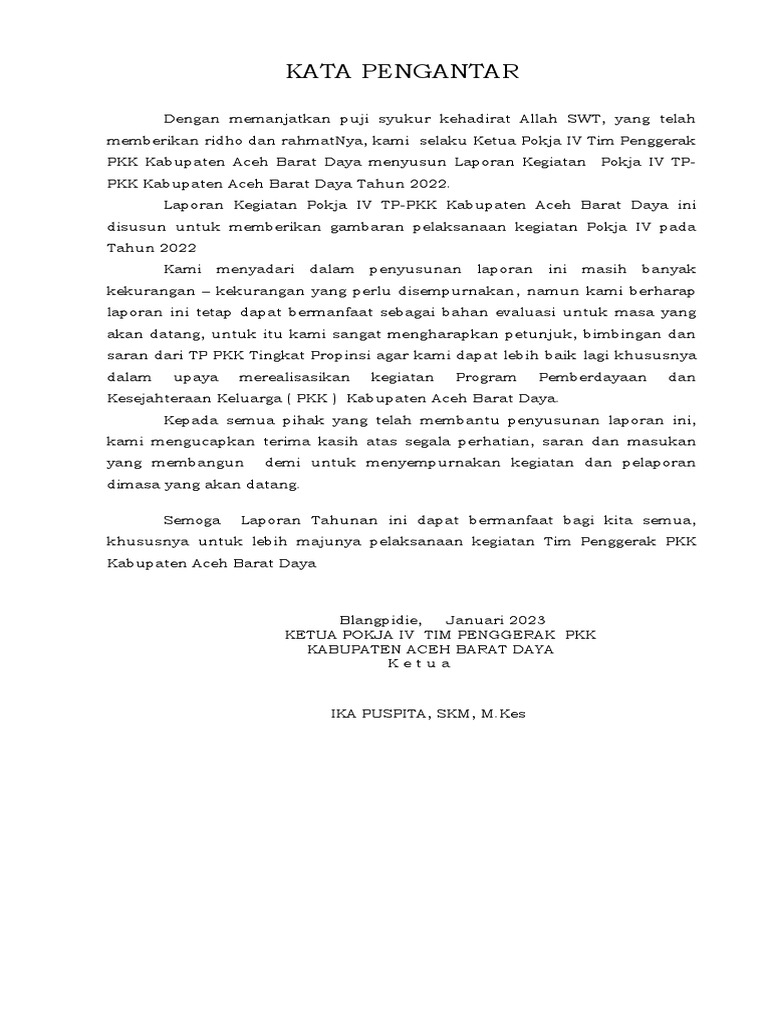 Contoh Laporan-tahunan-PKK POKJA IV | PDF