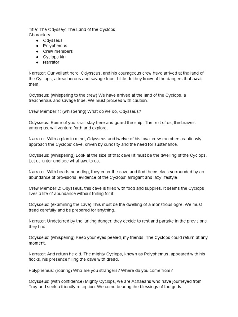 Title - The Odyssey - The Land of The Cyclops 1 | PDF