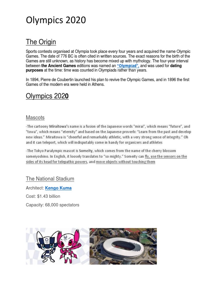 Olympics 2020 | PDF | Olympic Games | Summer Olympic Games