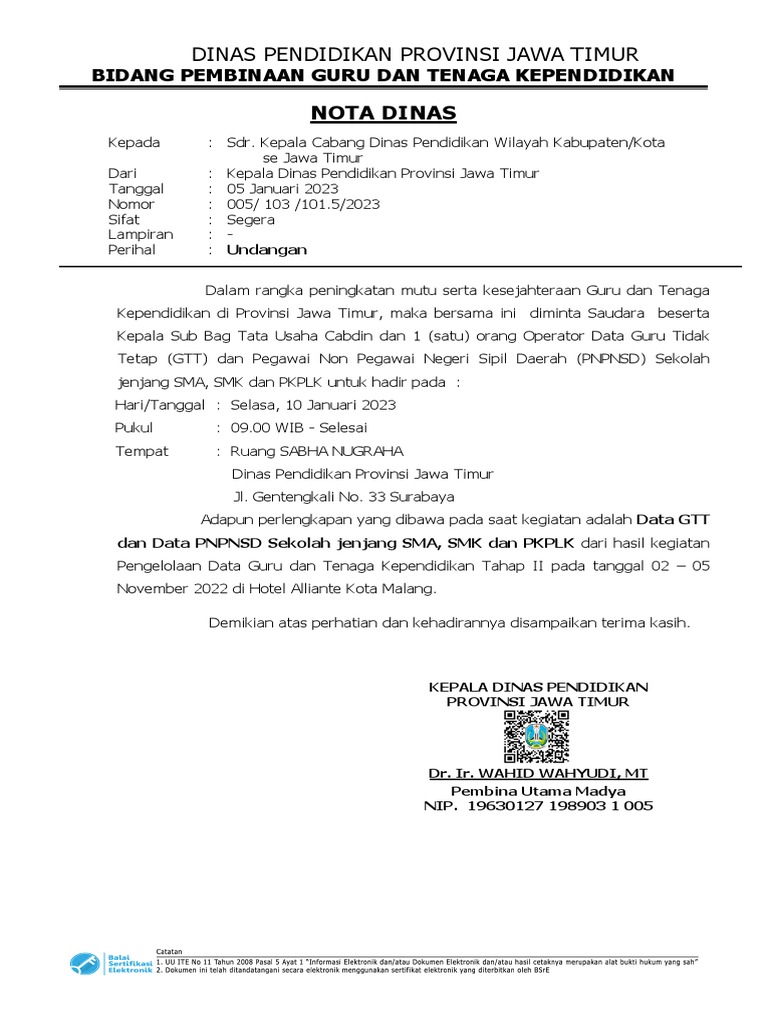 Nota Dinas - Undangan Kacabdin - Sign | PDF