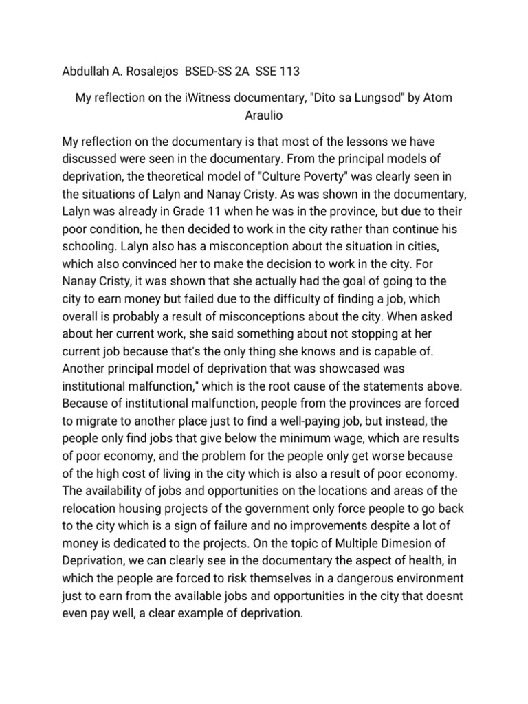 Documentary Reflection | PDF