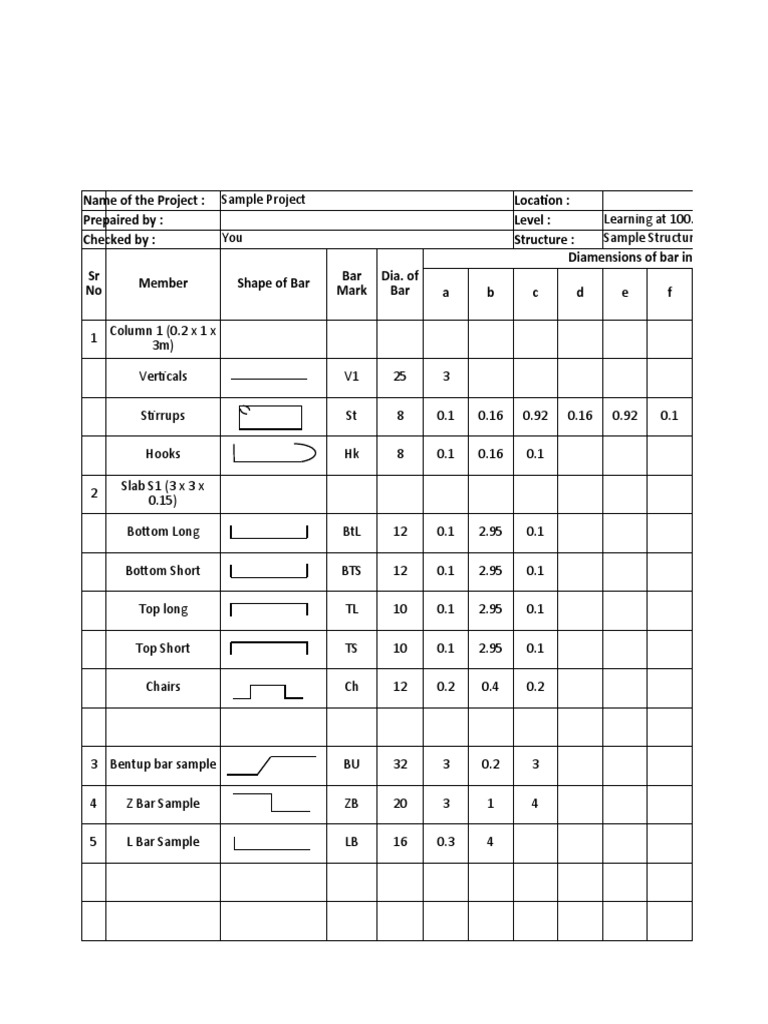 Bar Bending Schedule BBS | PDF