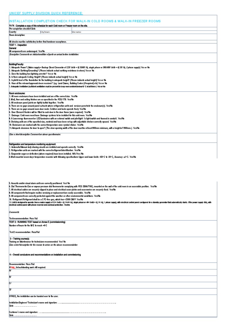 Annex F - Installation Completion Checklist | PDF