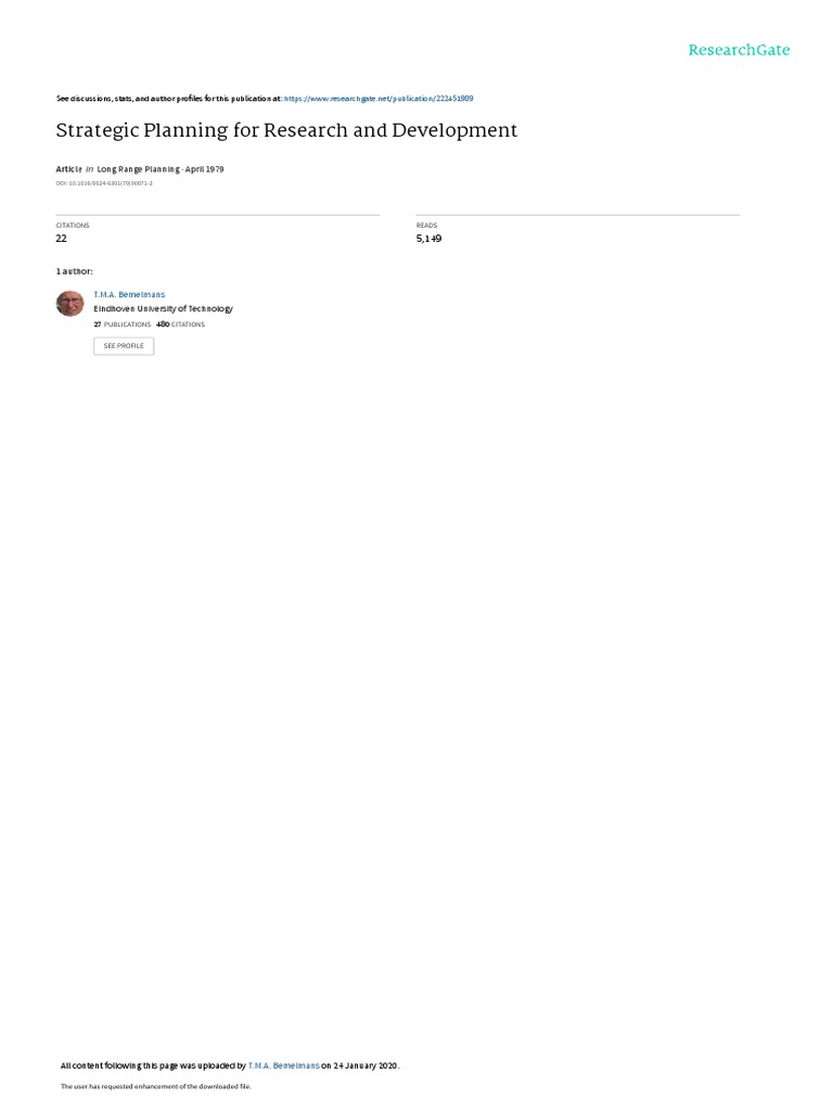 Strategic Planning of Research and Development | PDF