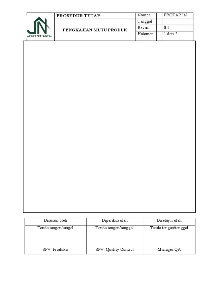 Protap Pengkajian Mutu Produk | PDF | Komputer | Teknologi & Rekayasa