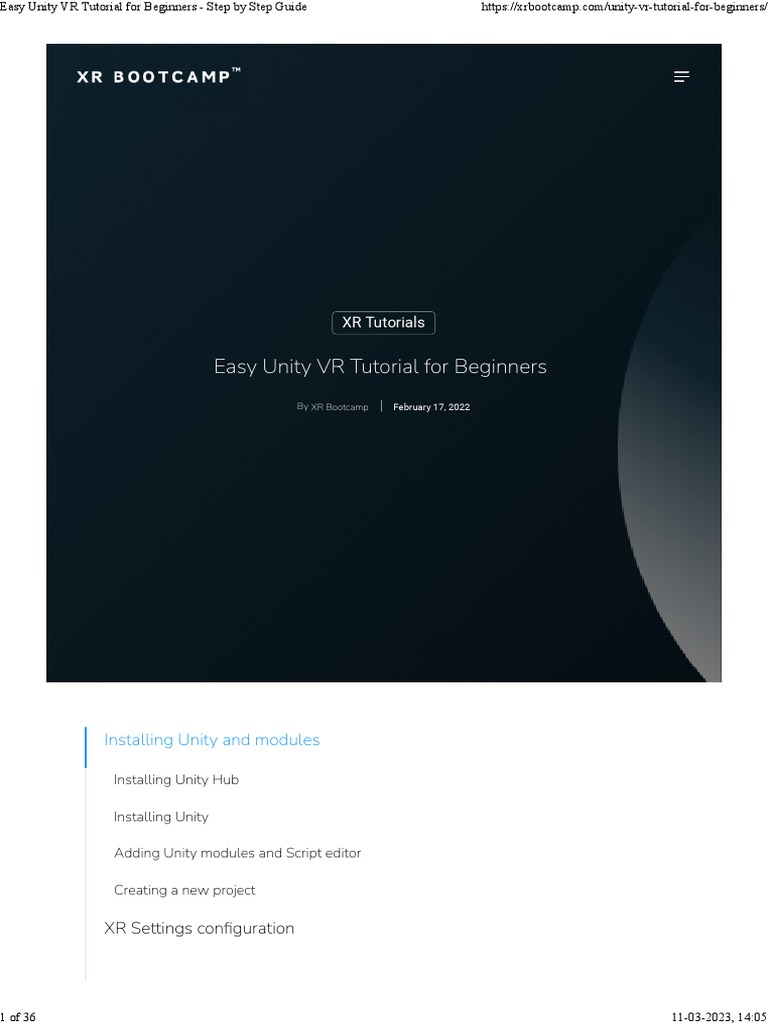 Easy Unity VR Tutorial For Beginners - Step by Step Guide | PDF