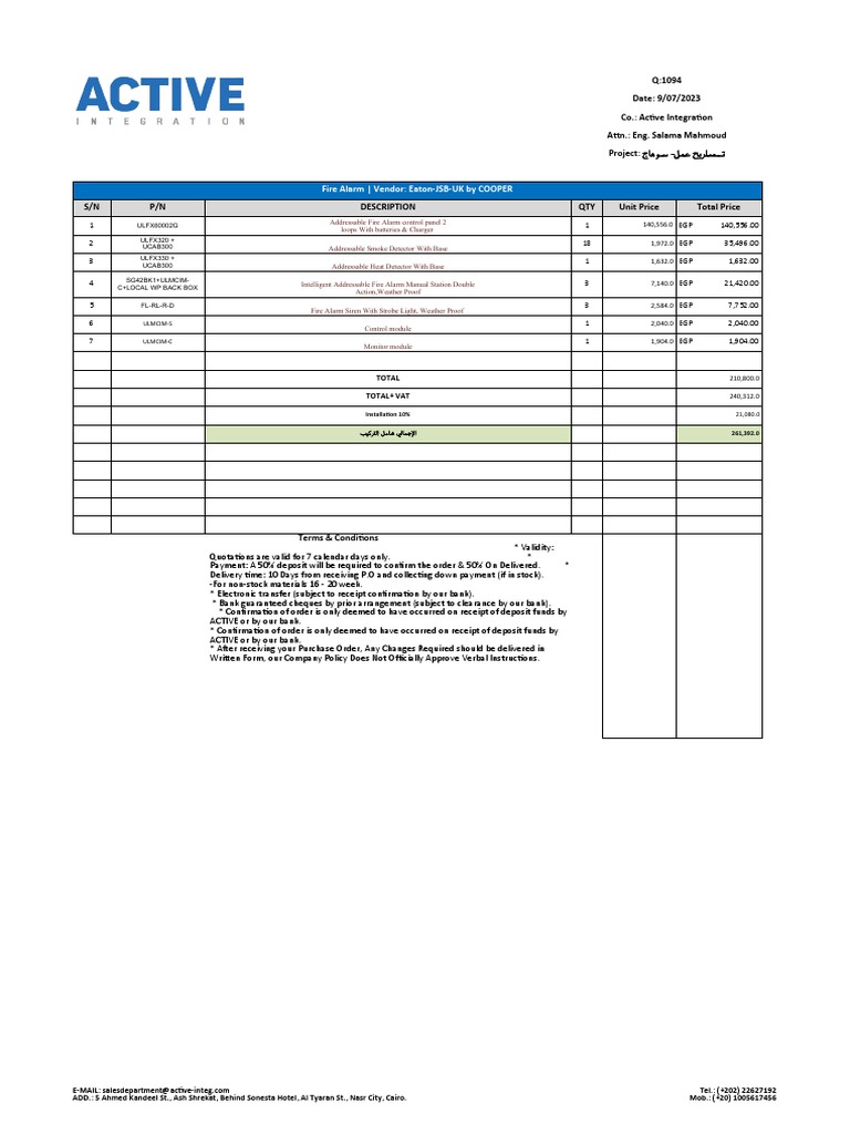Price List Fire Alarm Cooper | PDF
