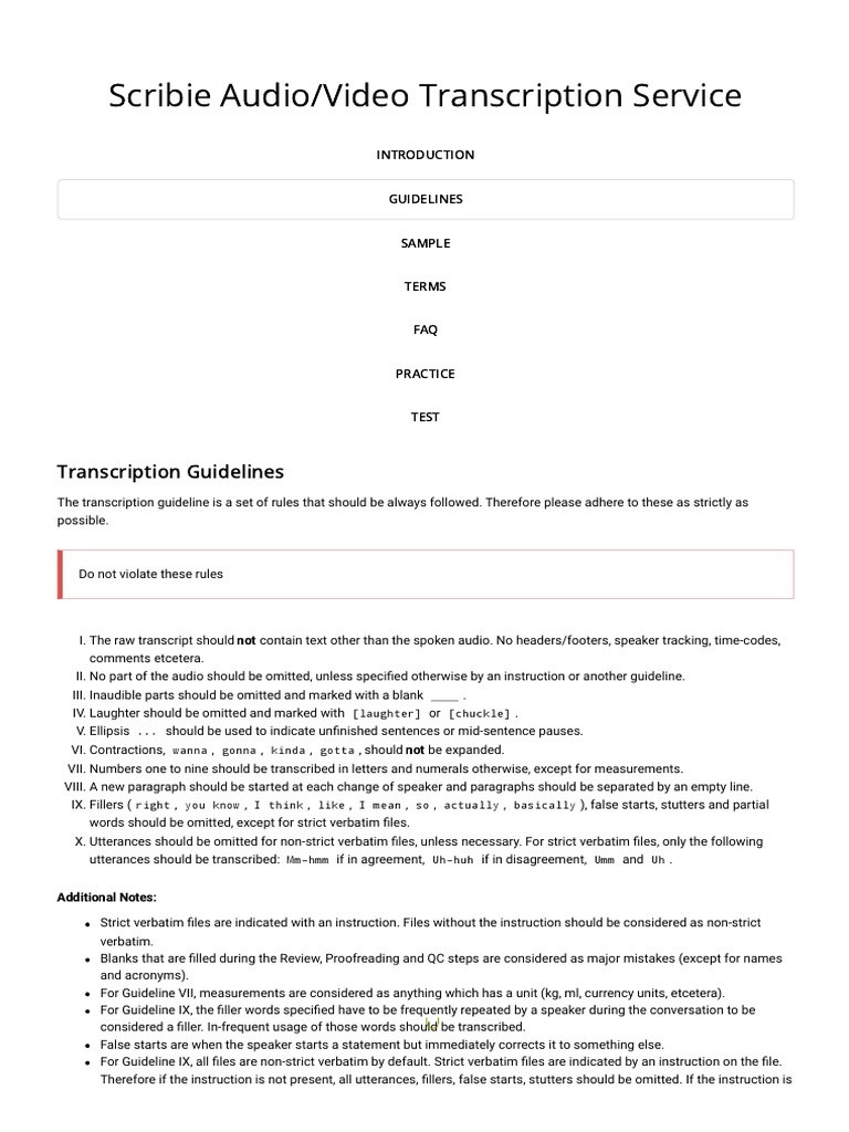 Scribie Transcription Guidelines | PDF | Comma | Orthography