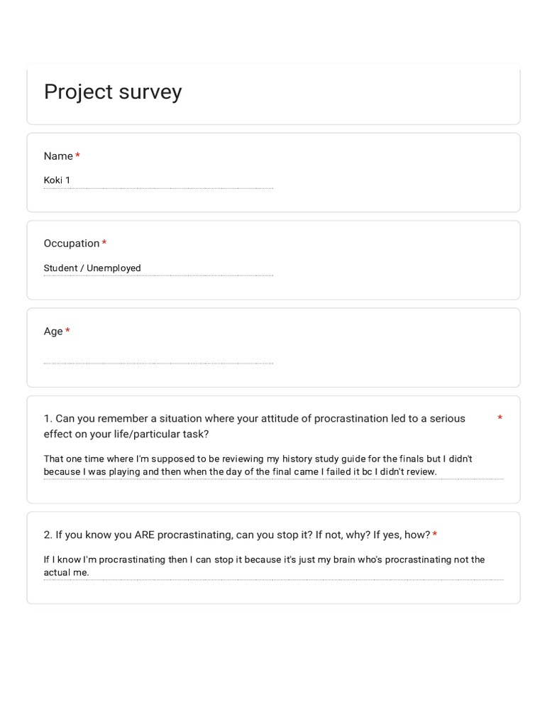 Project Survey (2023-24 | PDF | Procrastination | Professional Skills