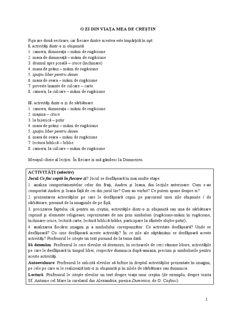 O Zi Din Viata Mea de Crestin | PDF