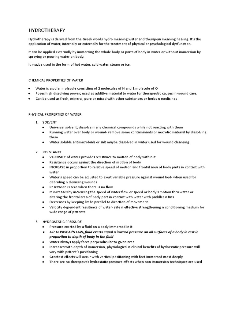 Hydrotherapy | PDF | Buoyancy | Physiology