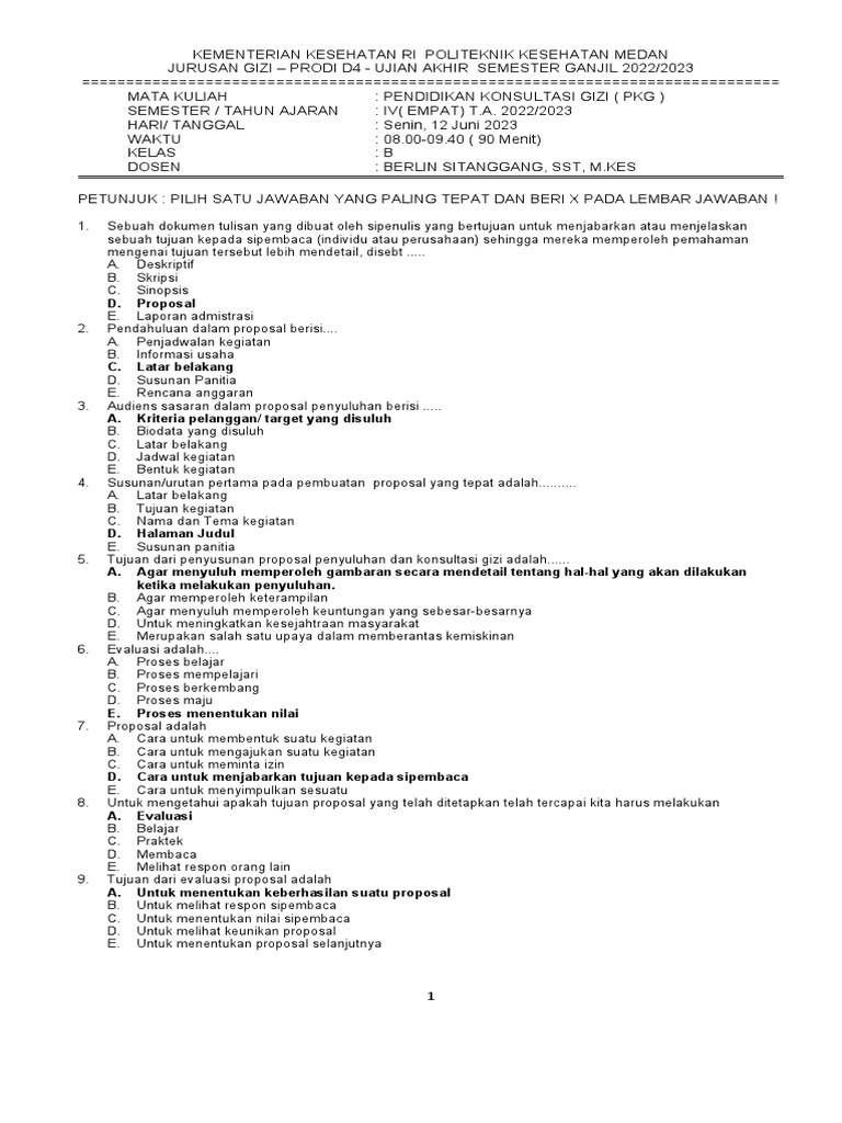 Soal Uts PKG Dasar Kelas B Tahun 2018 - 2019 Untuk Dicopy Baru | PDF