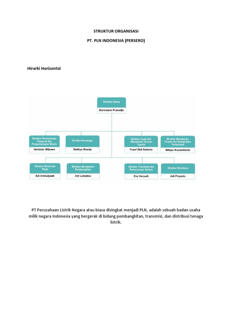 Struktur Organisasi PT PLN 2025 | PDF