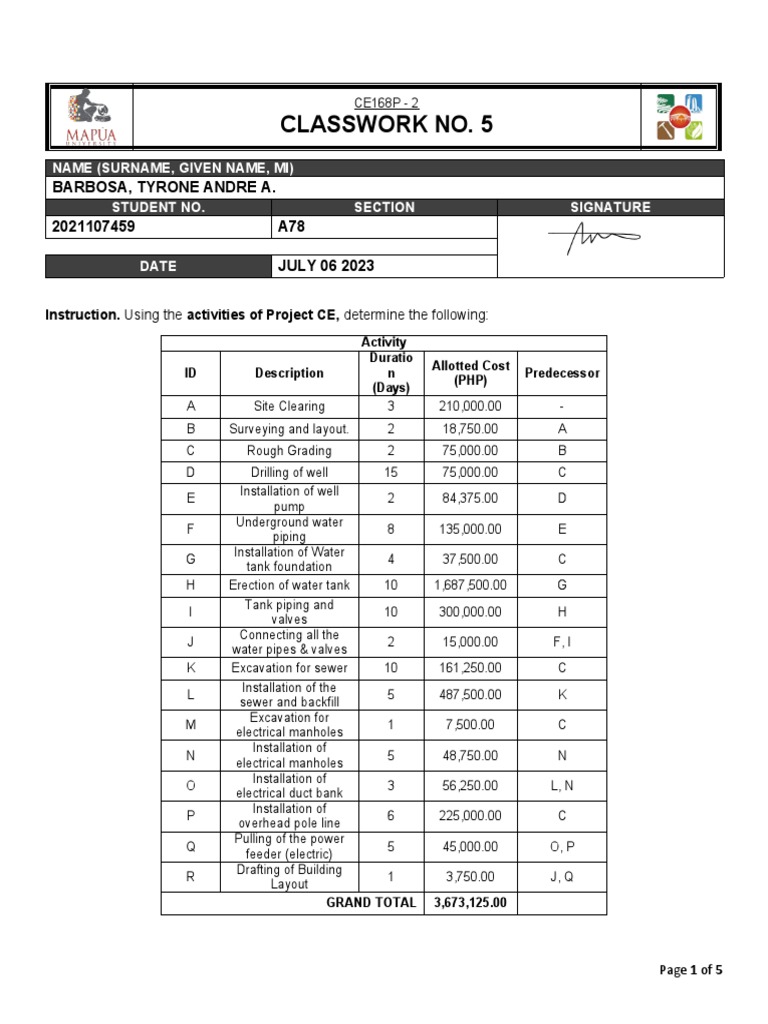 CE168P-2 - CW No. 5 (S-CURVE) | PDF | Technology & Engineering