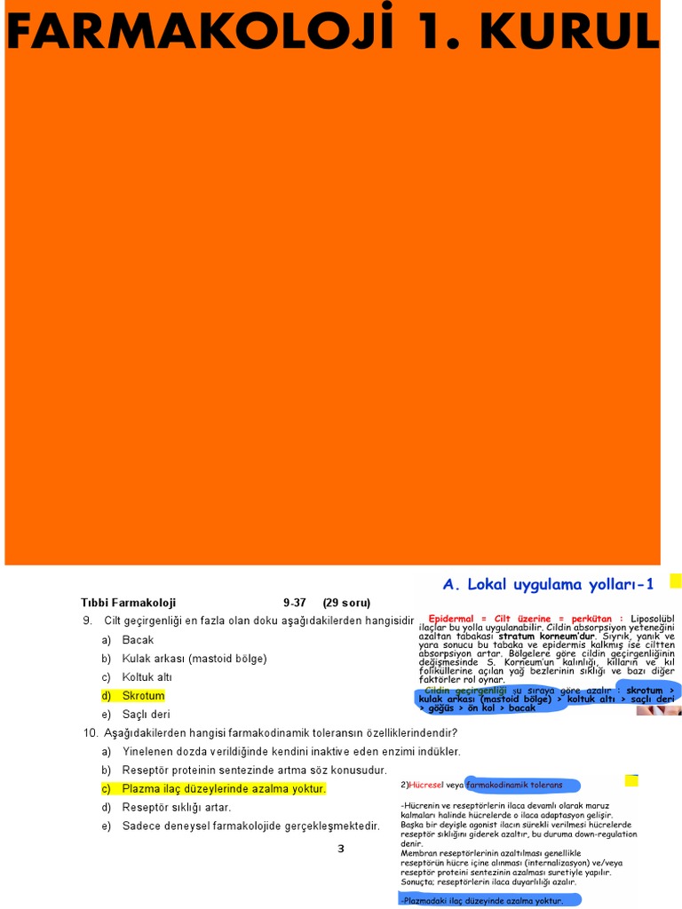 Farmakoloi̇ 1.kurul | PDF