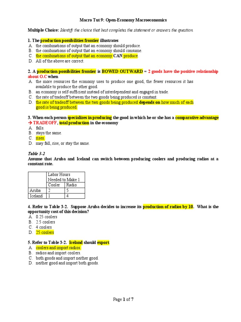 Macro Tut 9 | Download Free PDF | Macroeconomics | Comparative Advantage
