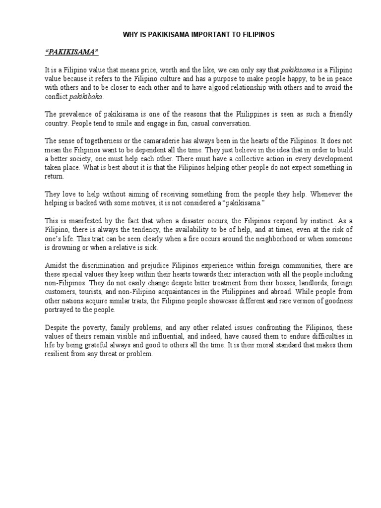 Importance of Pakikisama in Filipino Culture | PDF