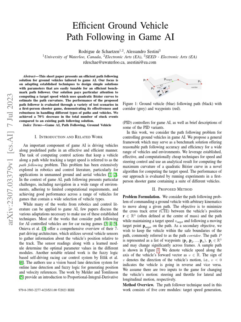 Efficient Ground Vehicle Path Following in Game AI | PDF | Curvature ...