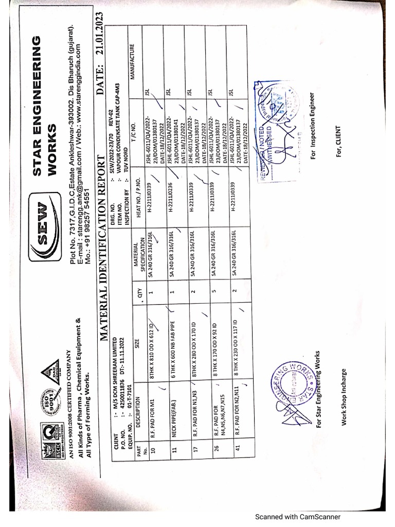 DCM Inspection Report | PDF
