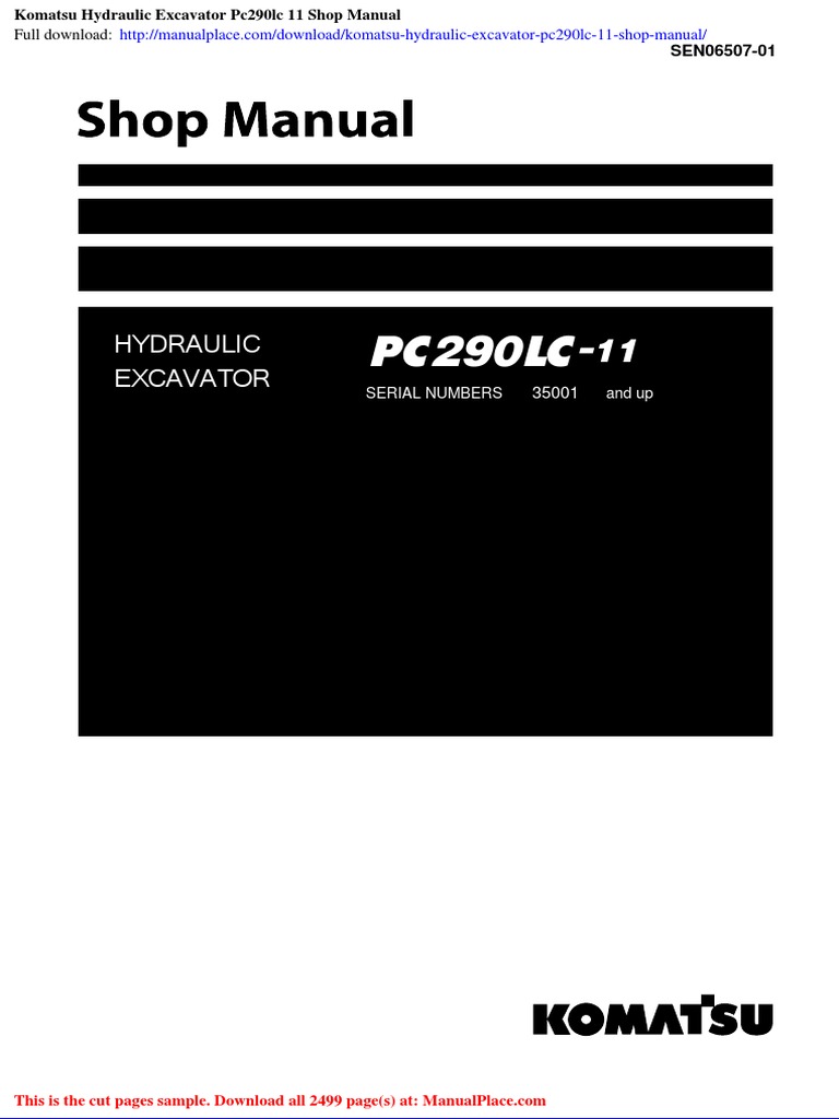 Komatsu Hydraulic Excavator Pc290lc 11 Shop Manual | PDF | Internal Combustion Engine ...
