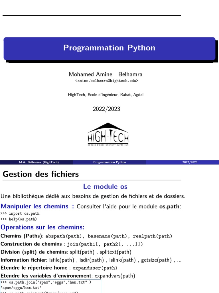 Guide de gestion de fichiers en Python | PDF | Méthodes et références ...