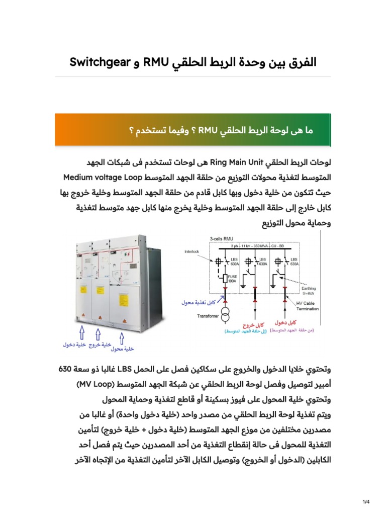 الفرق بين ال switchgear - RMU - part 3 | PDF