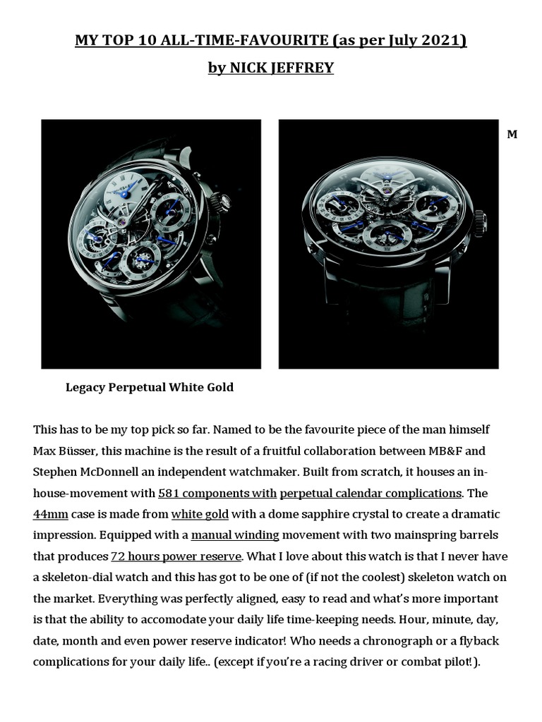 My Top 10 All Time Favourite Watches | PDF