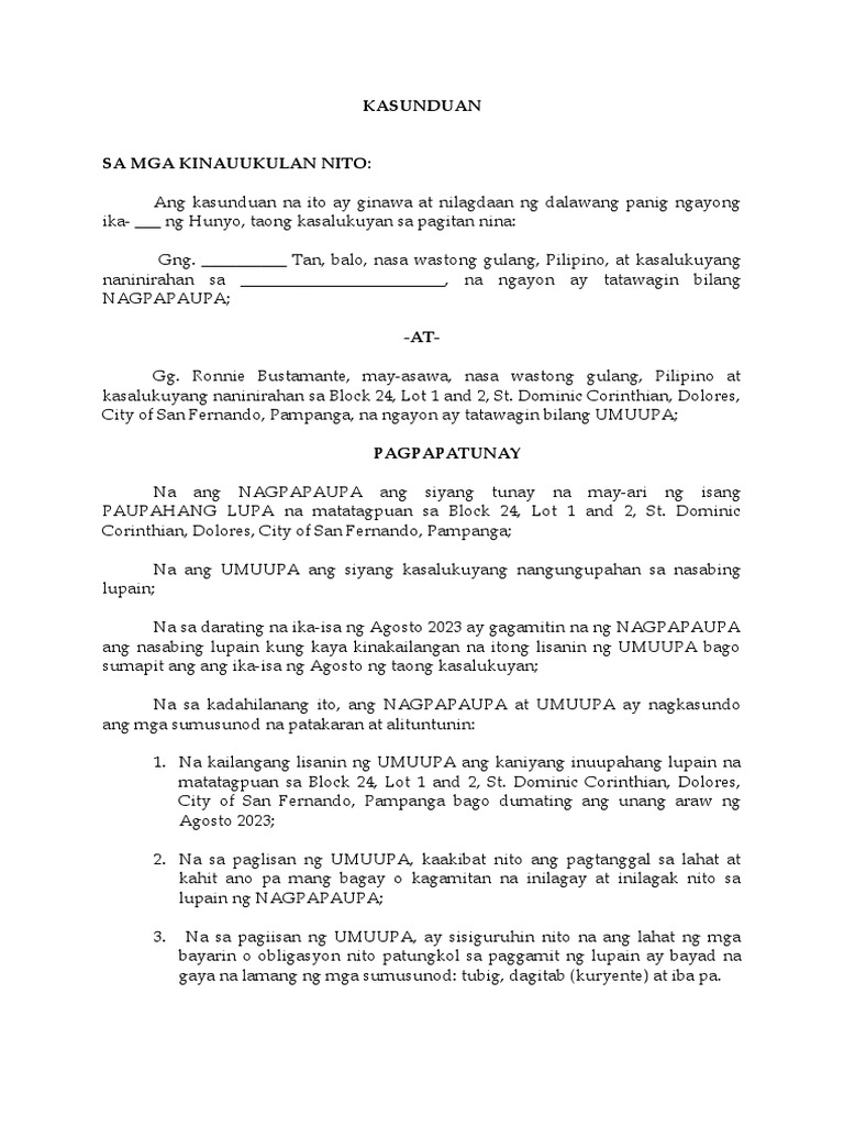 Kasunduan (Agreement) | PDF
