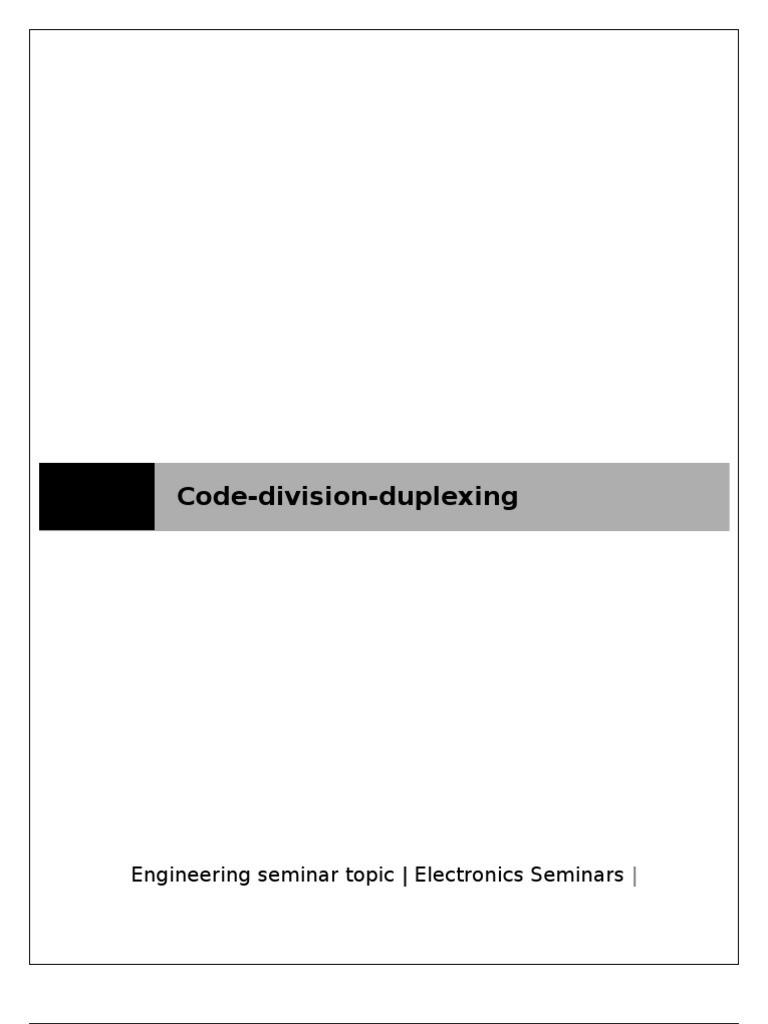 Code Division Duplexing | Download Free PDF | Cellular Network | Duplex ...