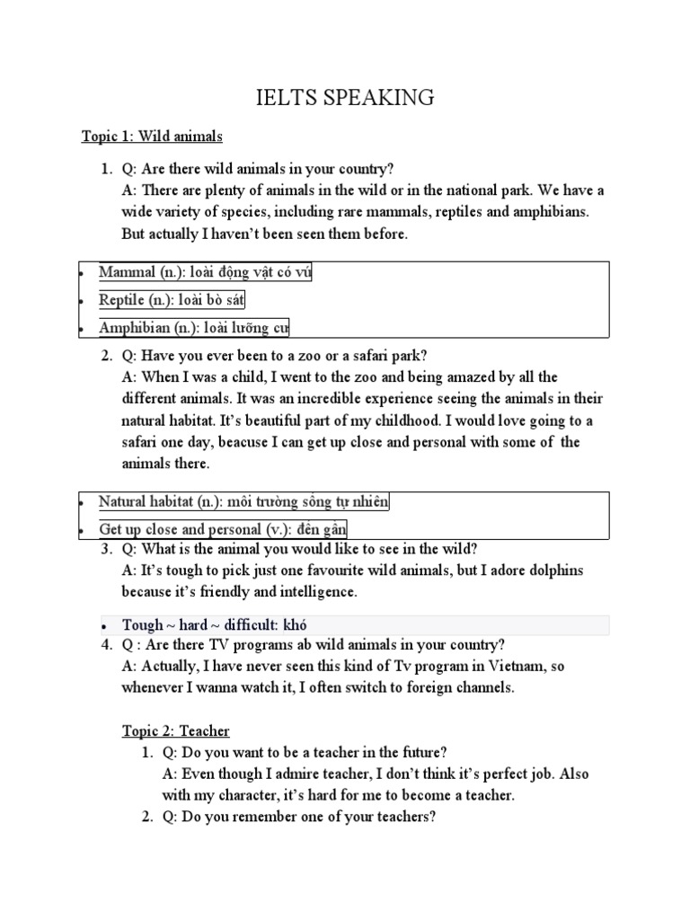 IELTS SPEAKING | PDF