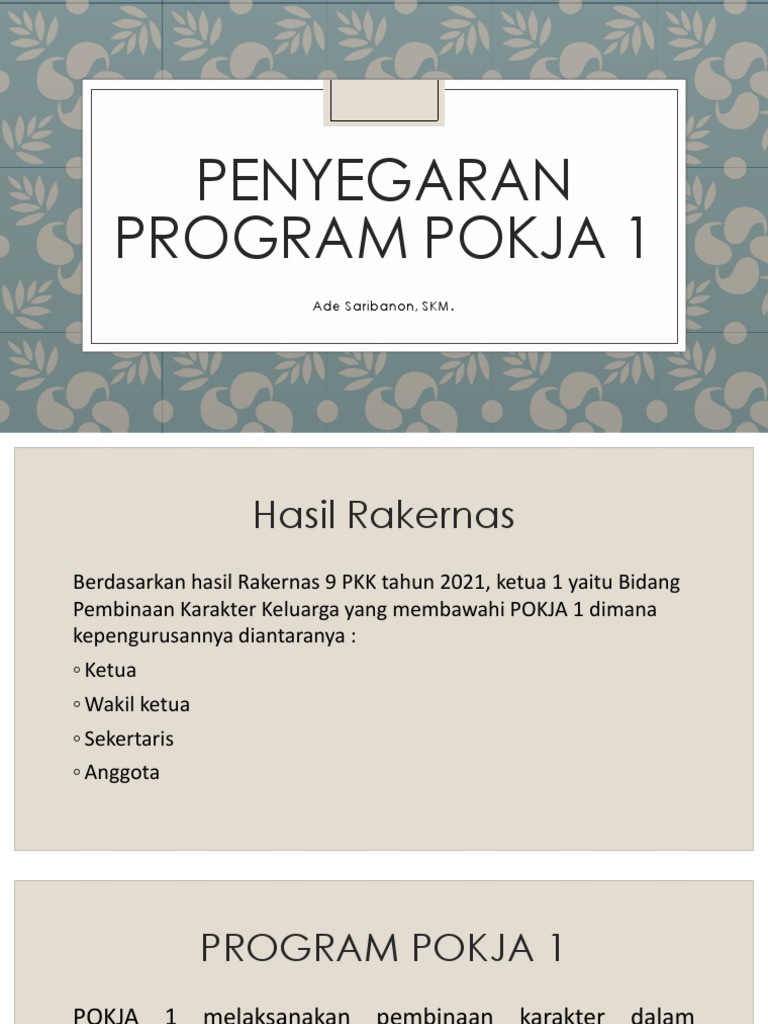 Penyegaran Program Kerja POKJA 1 | PDF